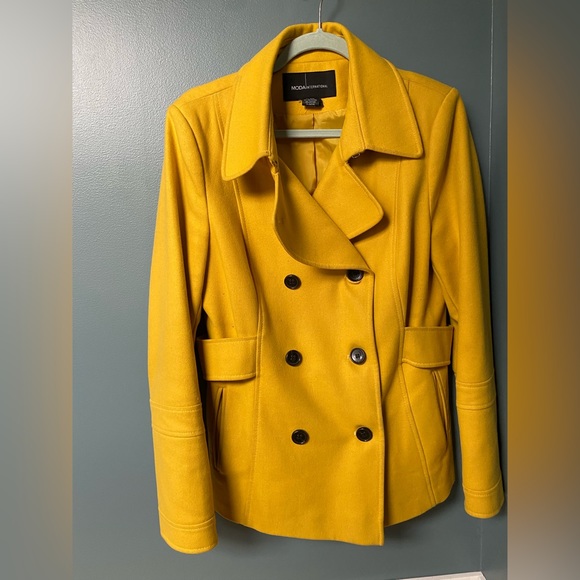 Moda | Jackets & Coats | Mustard Yellow Peacoat | Poshmark